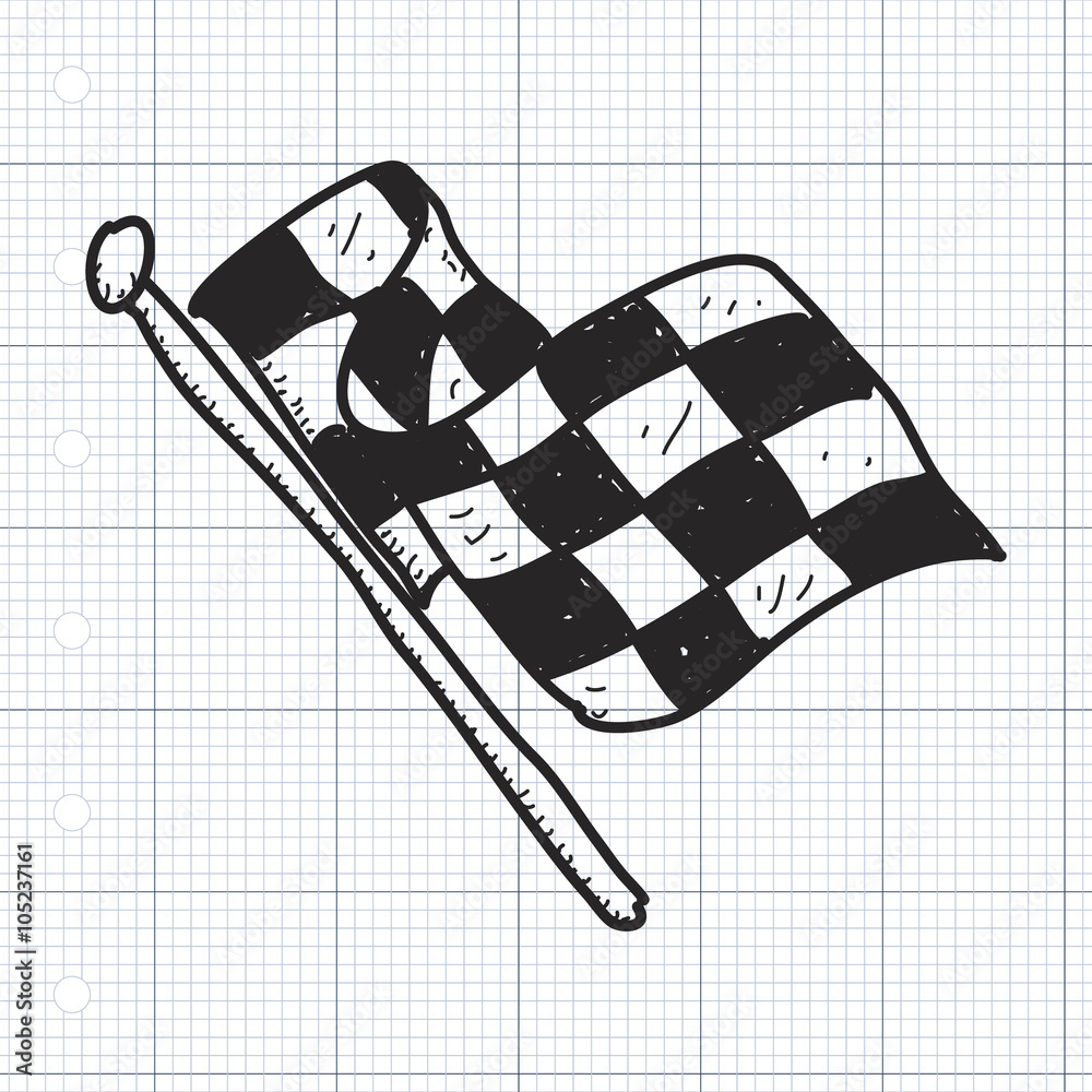 Simple doodle of a checkered flag Stock Vector | Adobe Stock