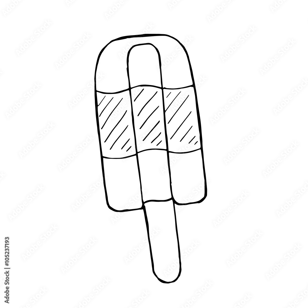 Vector doodle line drawing cartoon ice lolly, hand drawn Stock Vector ...