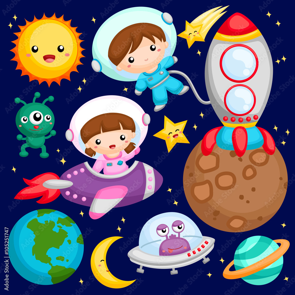 Space Kids Clip Art
