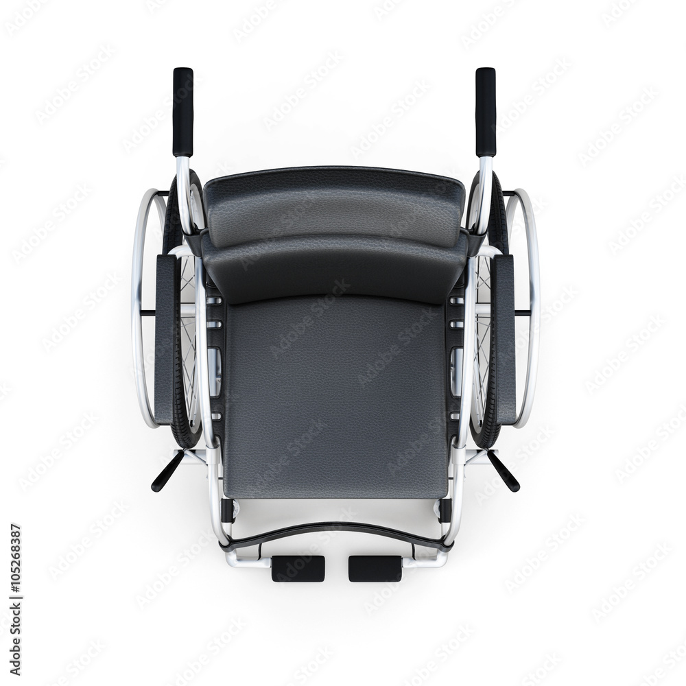Wheelchair top view isolated on a white background. 3d rendering. Stock ...