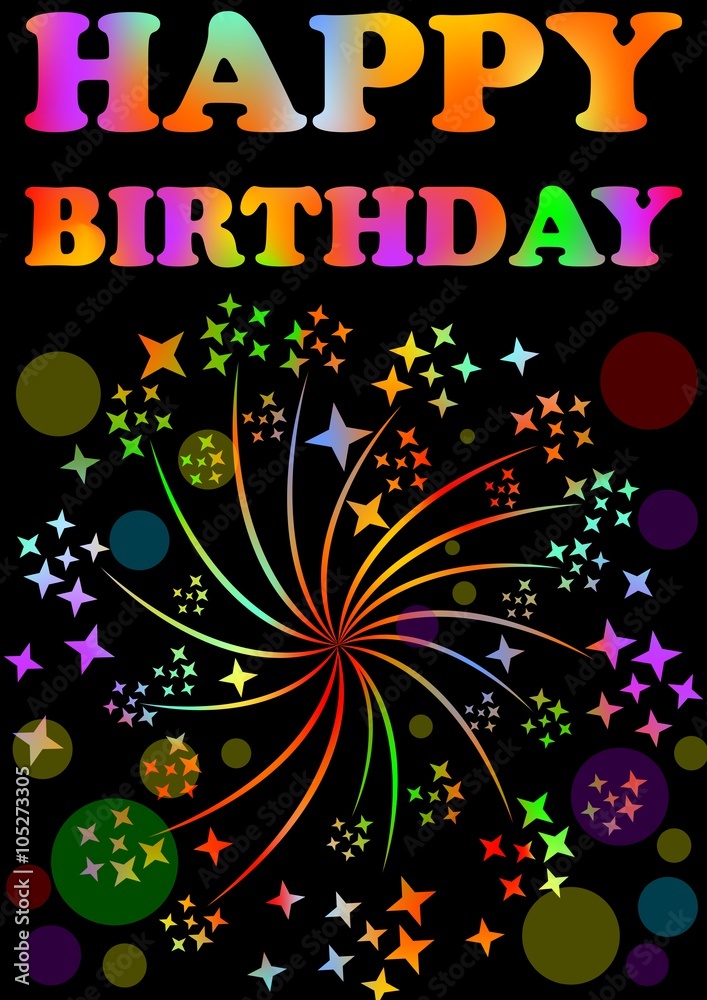 Happy birthday billboard with expressive rainbow inscription and ...