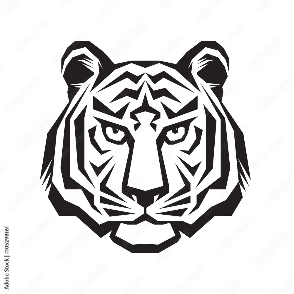 Tiger head - vector logo concept illustration in classic graphic style ...