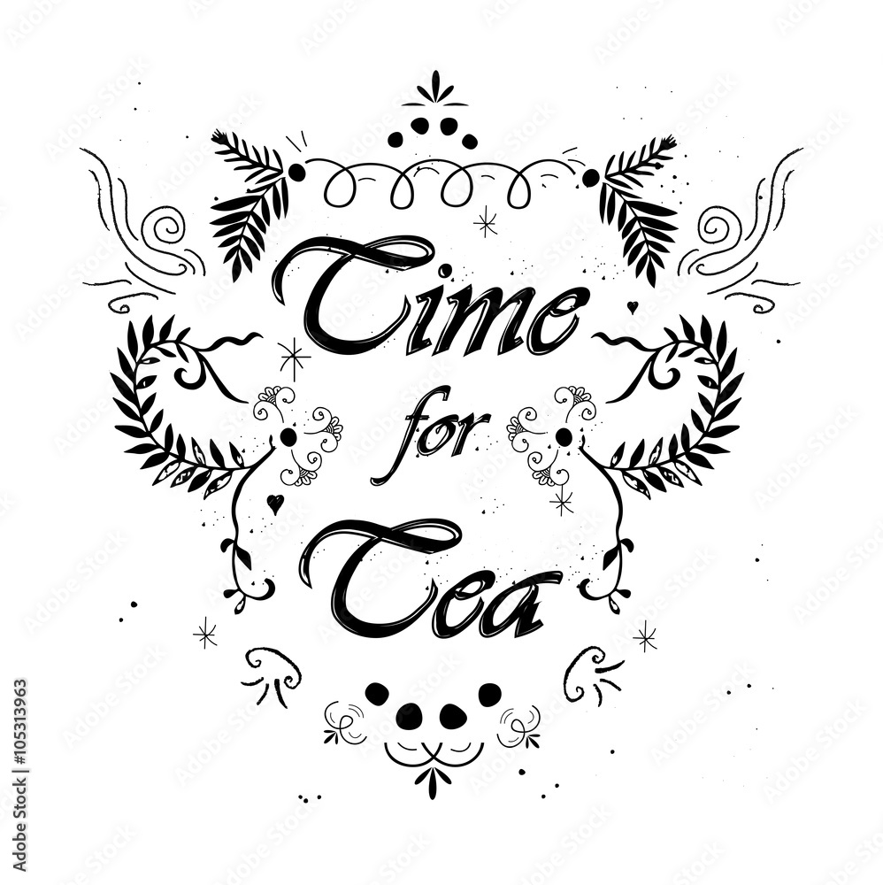 Time for tea message Stock-Vektorgrafik | Adobe Stock