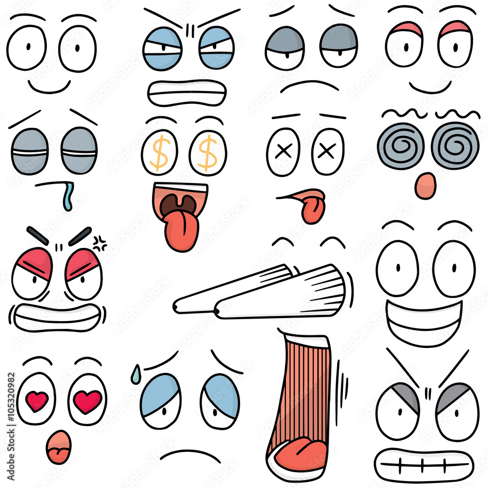 vector set of cartoon face Stock Vector | Adobe Stock