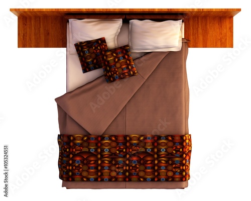 Bed Top View Isolated On White Stock Illustration | Adobe Stock
