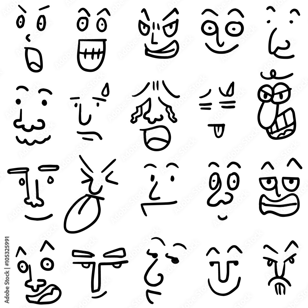 vector set of cartoon face Stock Vector | Adobe Stock