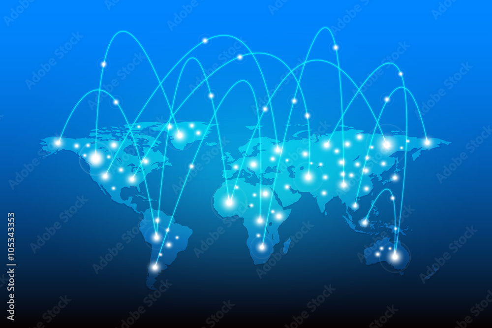 World Map with Globe network connection Stock Vector | Adobe Stock