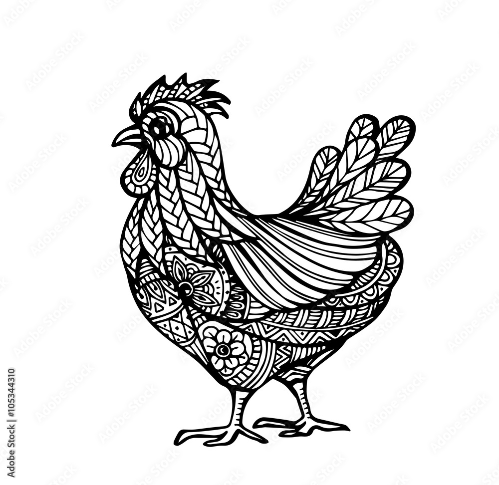 Vector of Chicken in zentangle style Stock Vector | Adobe Stock
