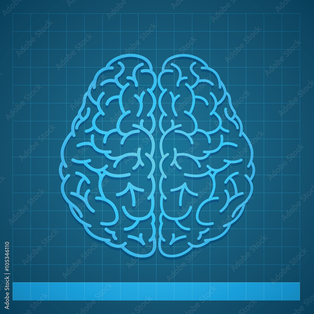 Vector Illustration of Human Brain Concept on Blue Background Stock ...