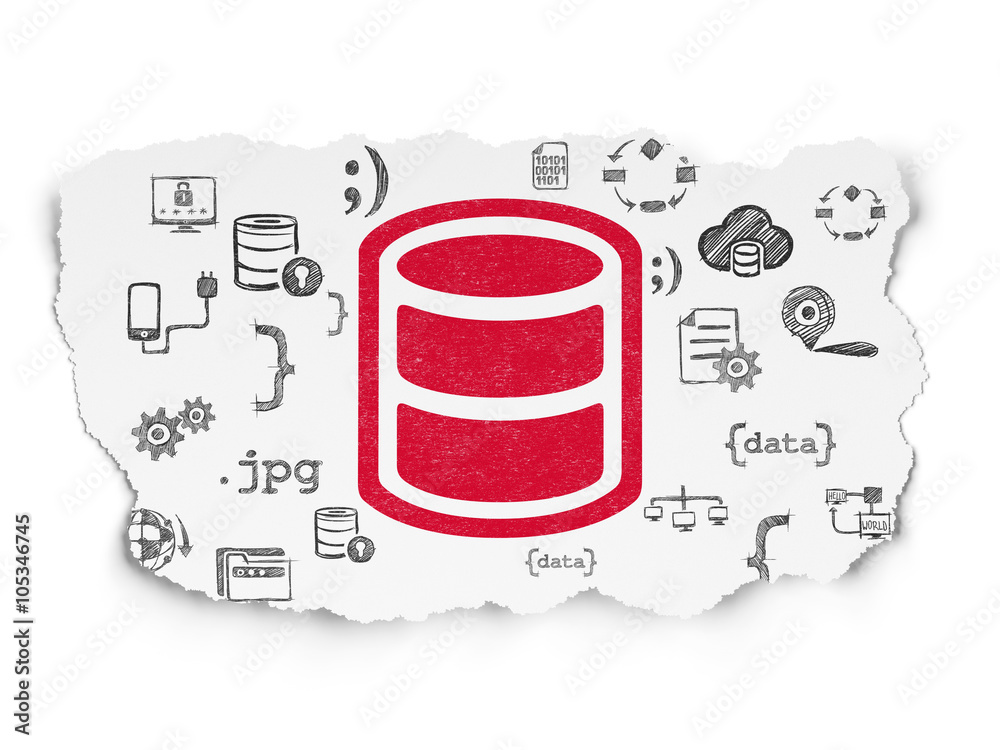 Database concept: Database on Torn Paper background Stock Illustration ...