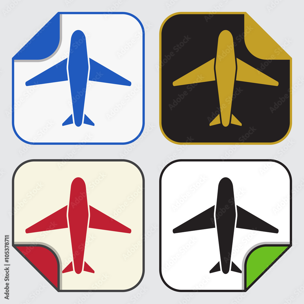 four square sticky icons - airplane Stock Vector | Adobe Stock