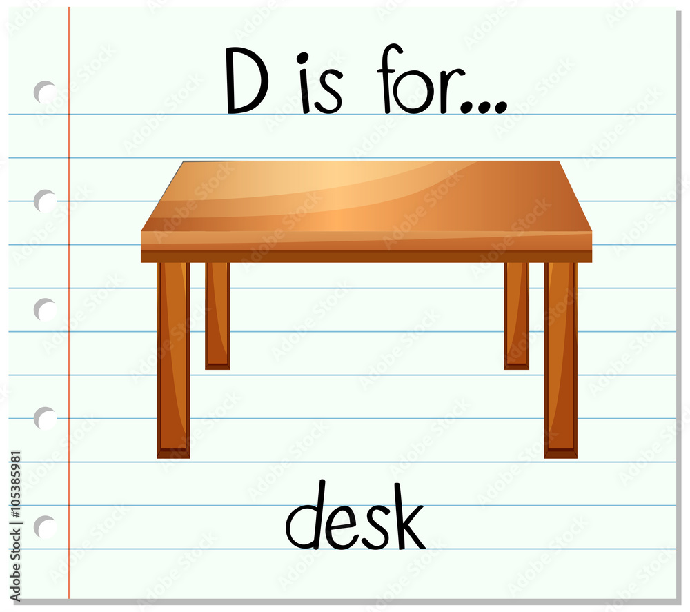 Flashcard letter D is for desk Stock Vector | Adobe Stock