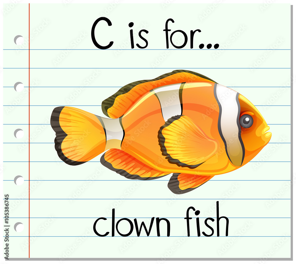 Flashcard letter C is for clown fish Stock Vector | Adobe Stock