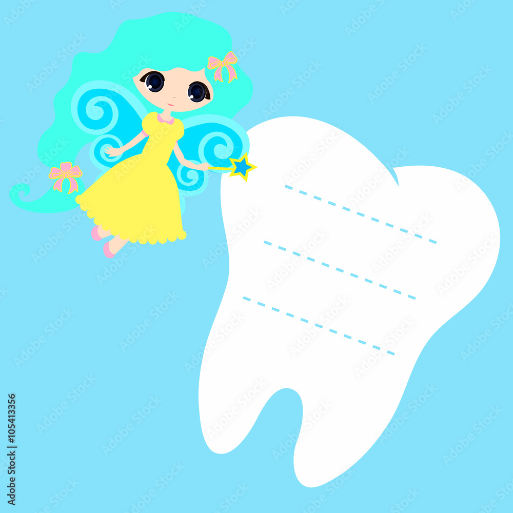 Cute cartoon Fairy smiling, Princess Card little happy Tooth Fairy ...