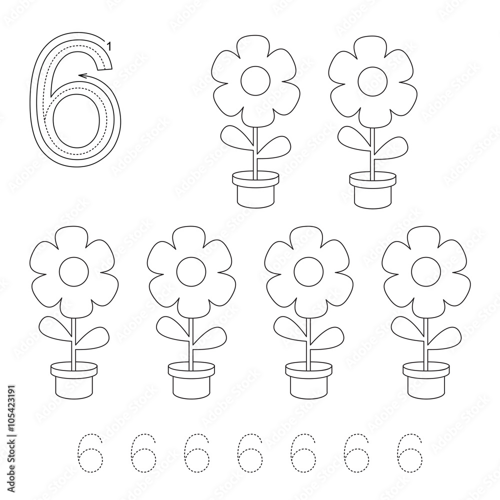 Tracing worksheet for figure 6 Stock Vector | Adobe Stock