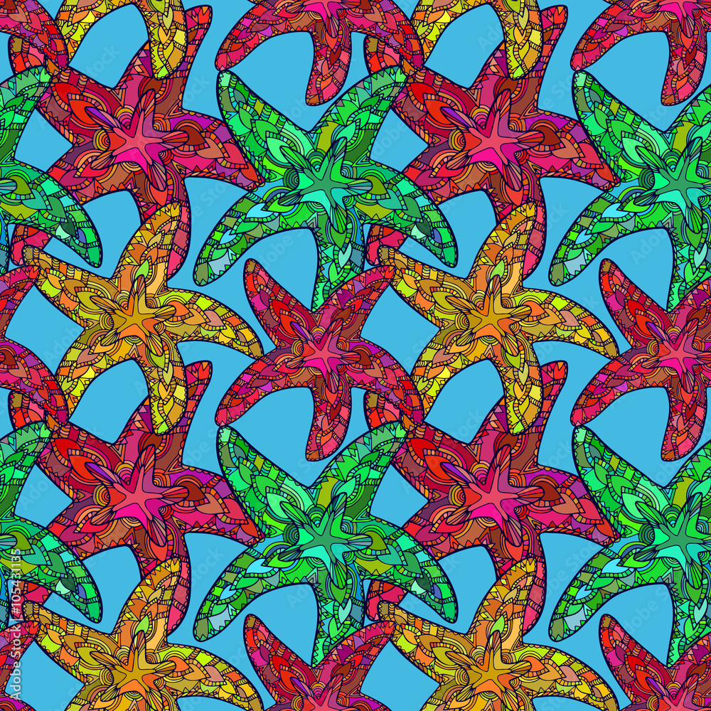 Starfish zentangle pattern. Vector summer illustration. Starfish ...