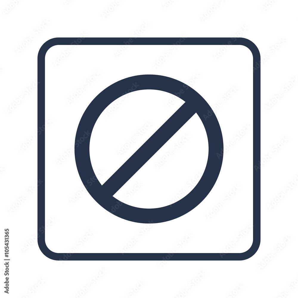 No entry icon, on white background, rounded rectangle border, bl Stock ...