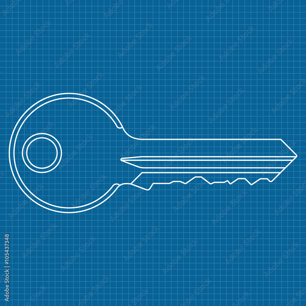 Key. illustration on blueprint background Stock Vector | Adobe Stock
