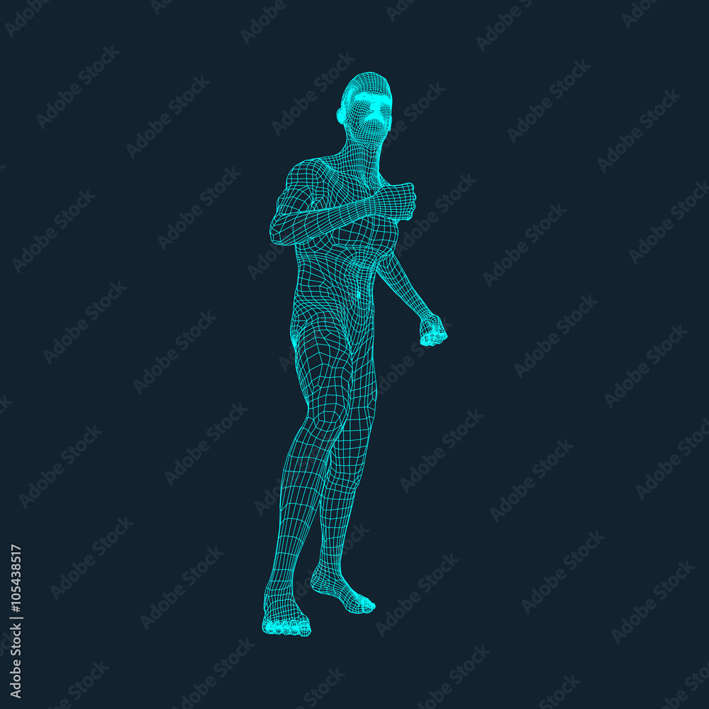 3D Model of Man. Polygonal Design. Geometric Design. Business, Science ...