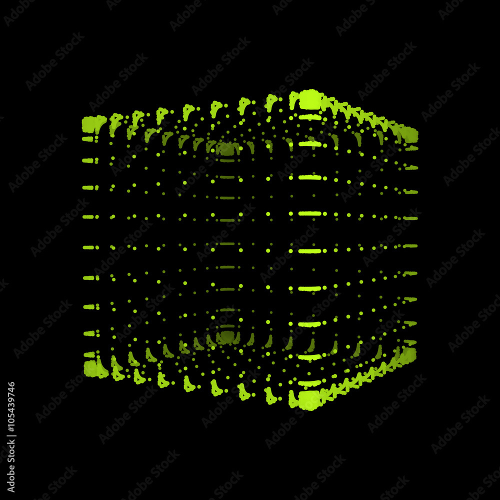 Cube. The Cube Consisting of Points. Connection Structure. Wireframe ...