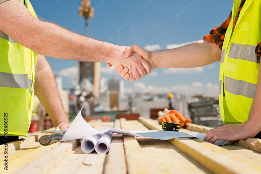 Construction deal handshake Stock-Foto | Adobe Stock