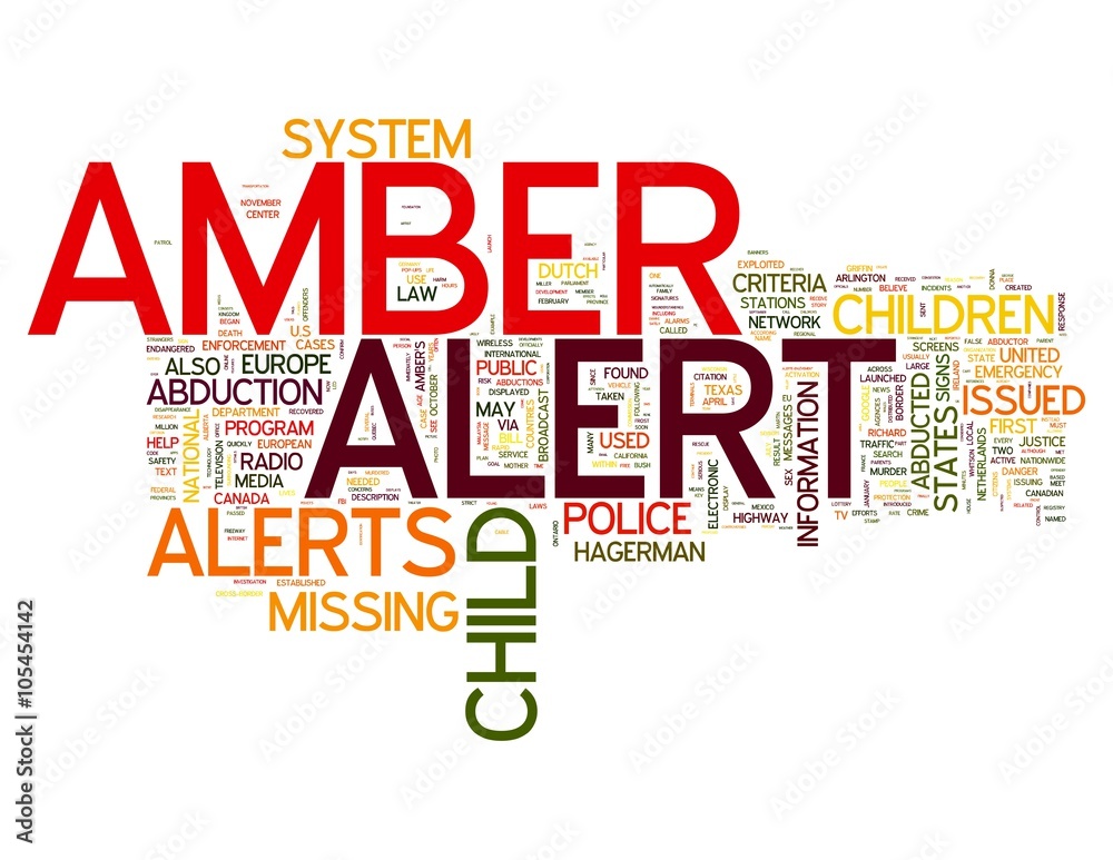 Amber Alert word concepts isolated on white background Stock ...