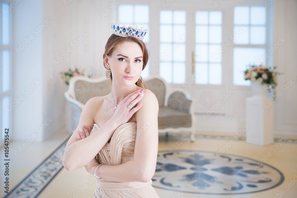 Queen, royal person in crown. In interior Stock Photo | Adobe Stock