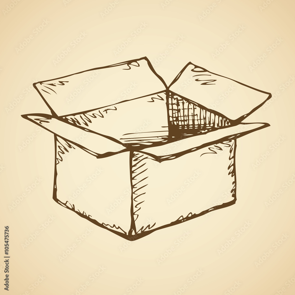 Cardboard box. Vector drawing Stock Vector | Adobe Stock