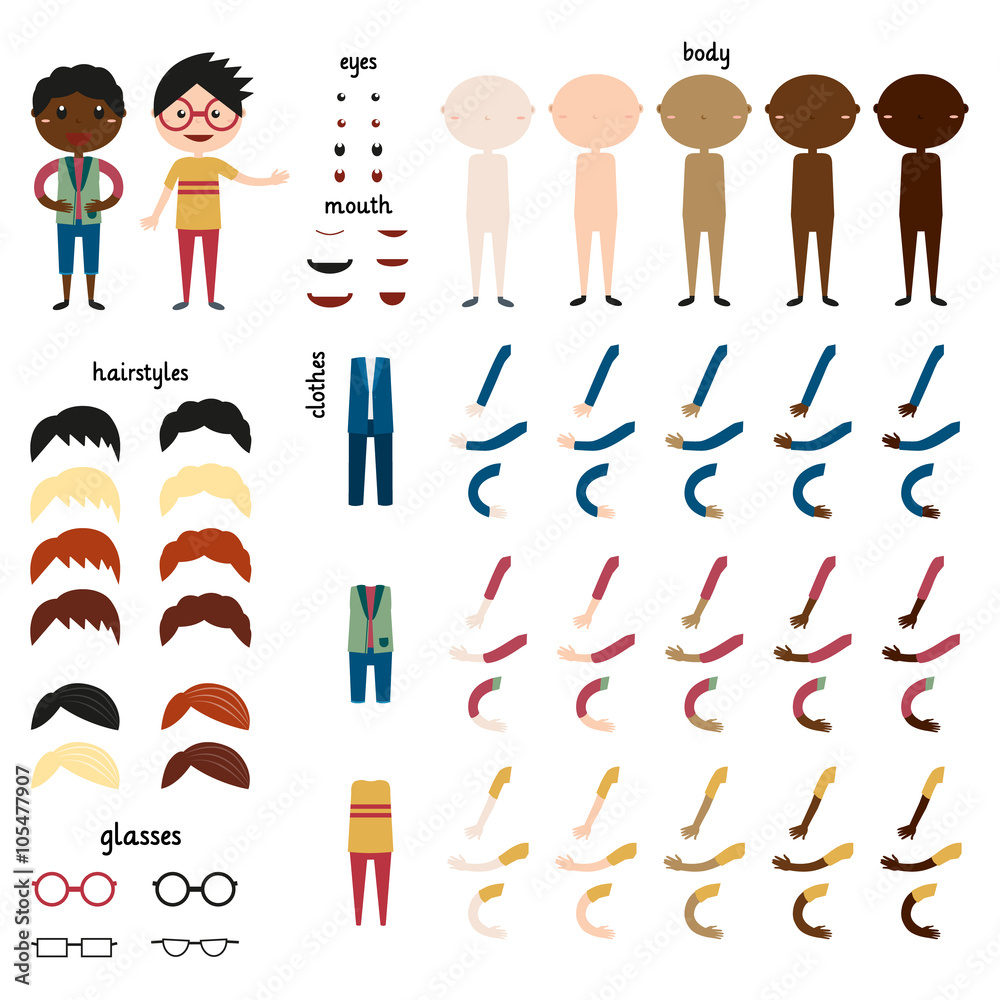 Boy Parts of body template for design work. Vector illustration. Stock ...
