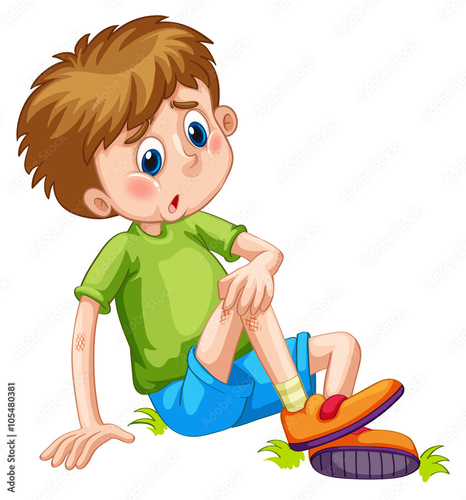 Boy having bruises on his leg Stock Vector | Adobe Stock
