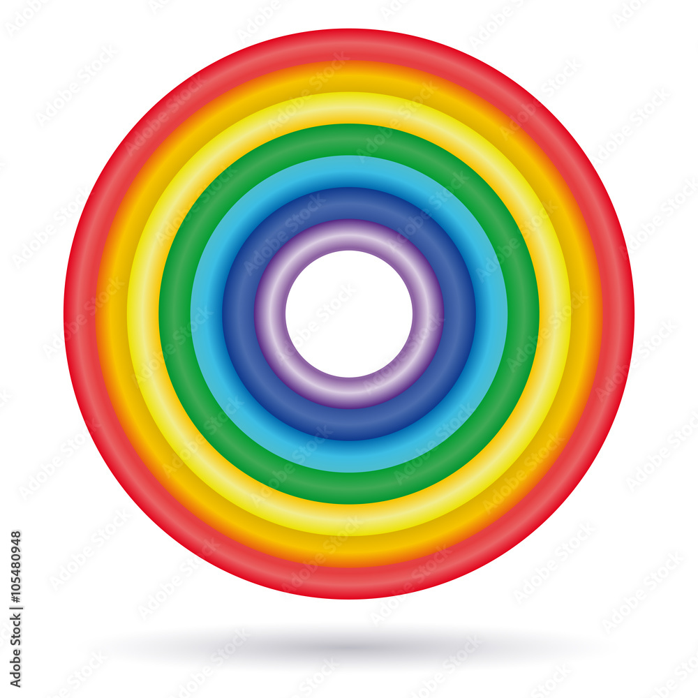 Rings painted in colors of the rainbow. ROYGBIV. Rainbow colored ring ...