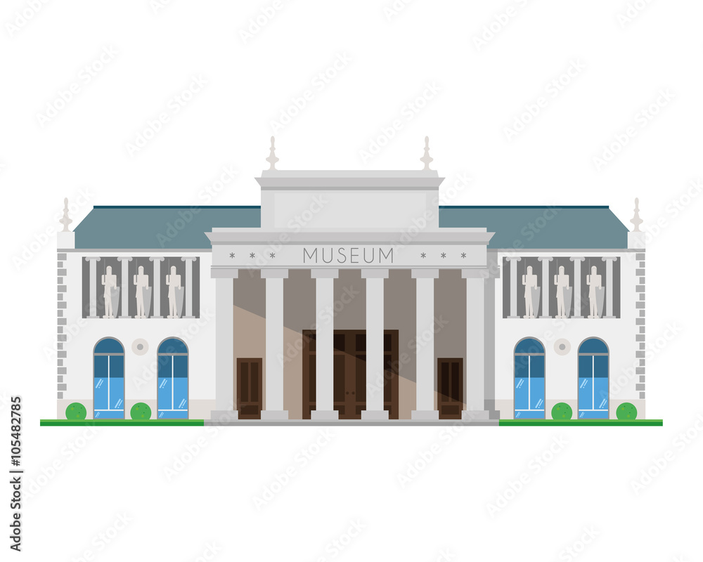 Cute cartoon vector illustration of a museum Stock Vector | Adobe Stock