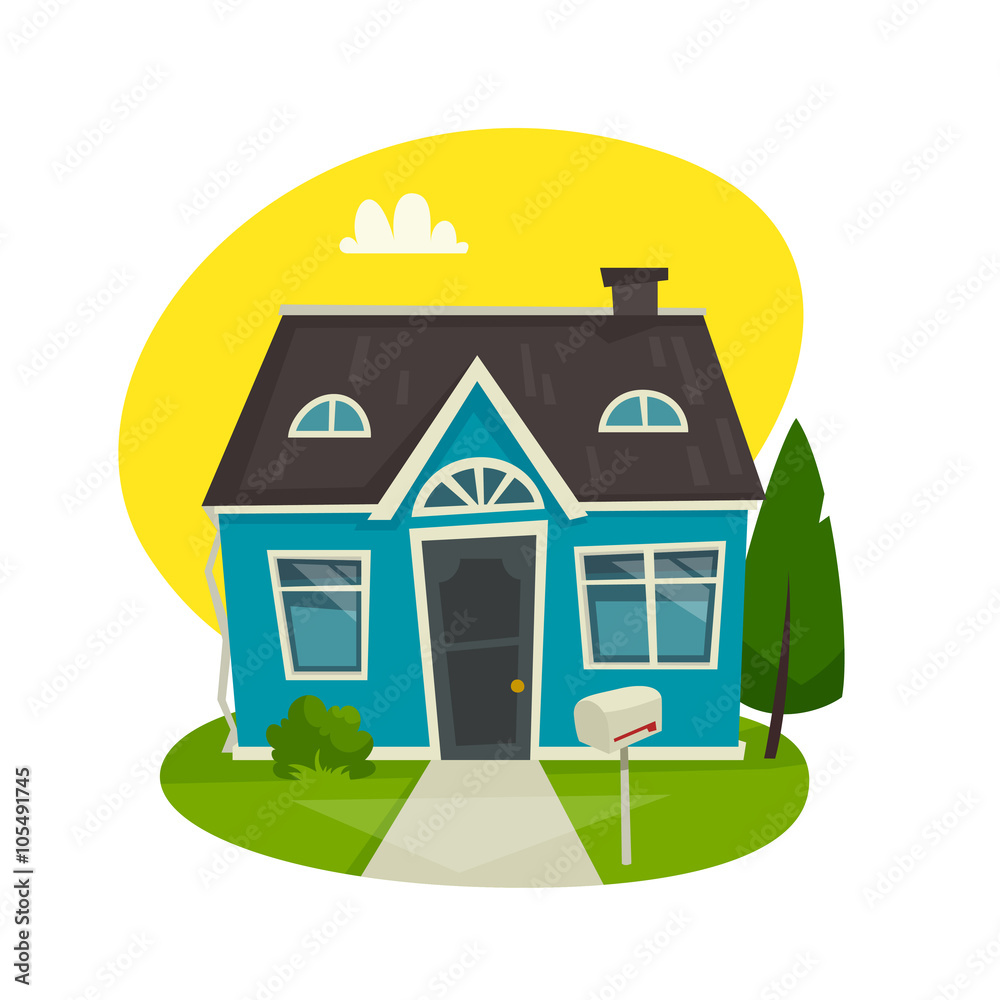 House building concept, cottage exterior, cartoon vector illustration ...