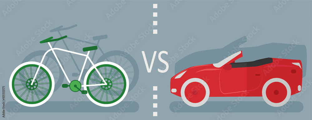 Types of urban transport: Bicycle vs Car Stock Vector | Adobe Stock