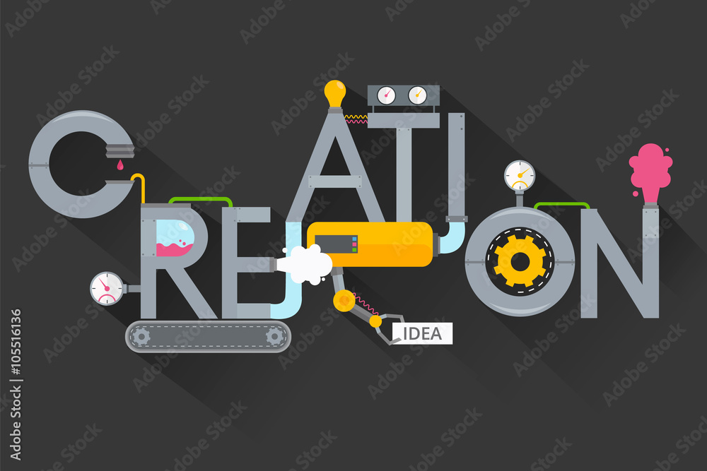 The creation of creative ideas.Creative process.Development production ...