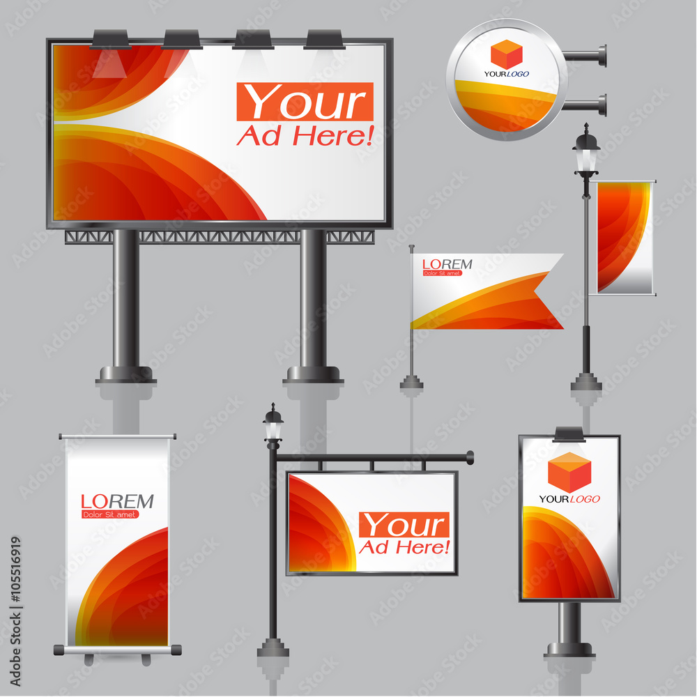 vector Outdoor advertising design for company with color circles ...