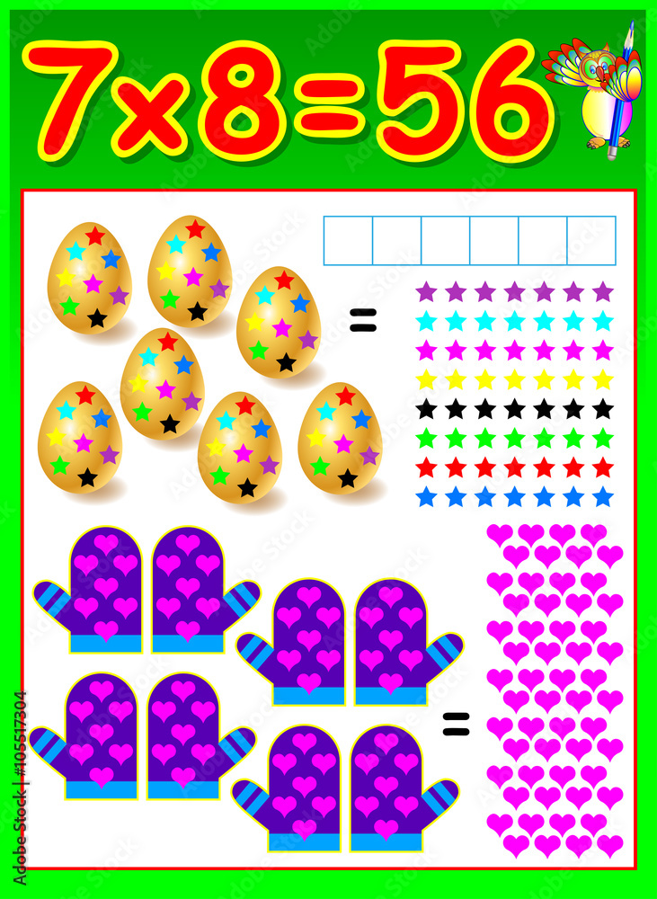 Educational page for children with multiplication table. Developing ...