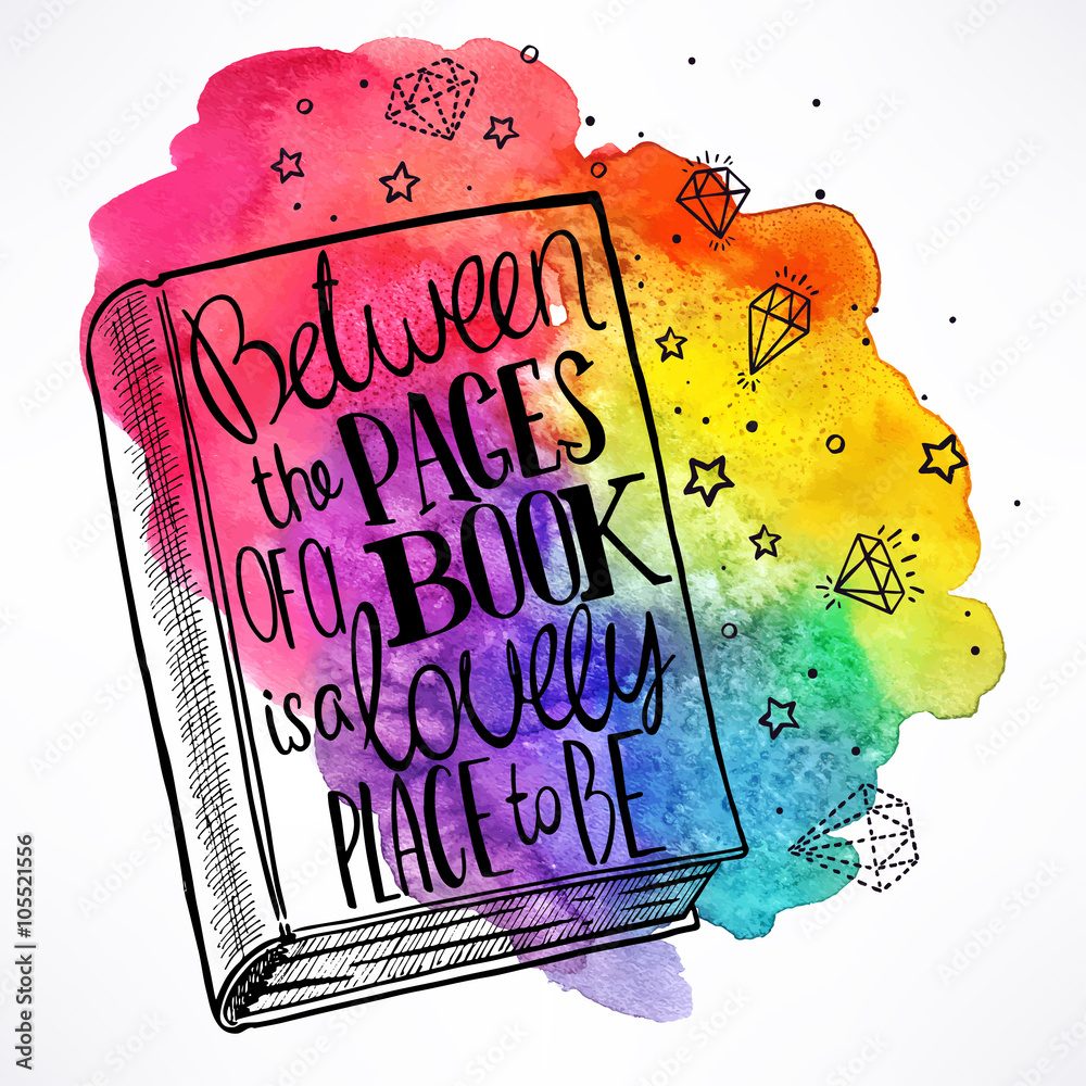 hand-drawn book on a watercolor background Stock Vector | Adobe Stock