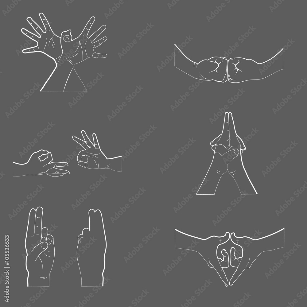 Hand in yoga mudra. Vector illustration. Yogic hand gesture. Stock ...