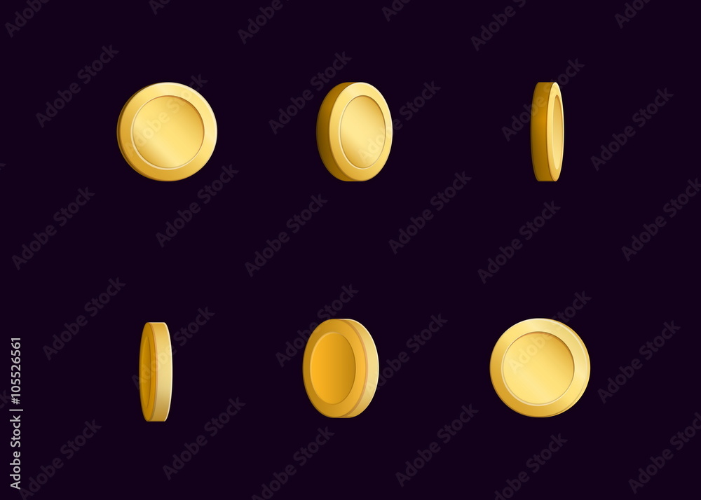 Sprite sheet effect animation of a spinning golden coin sparkling and rotating. For video ...