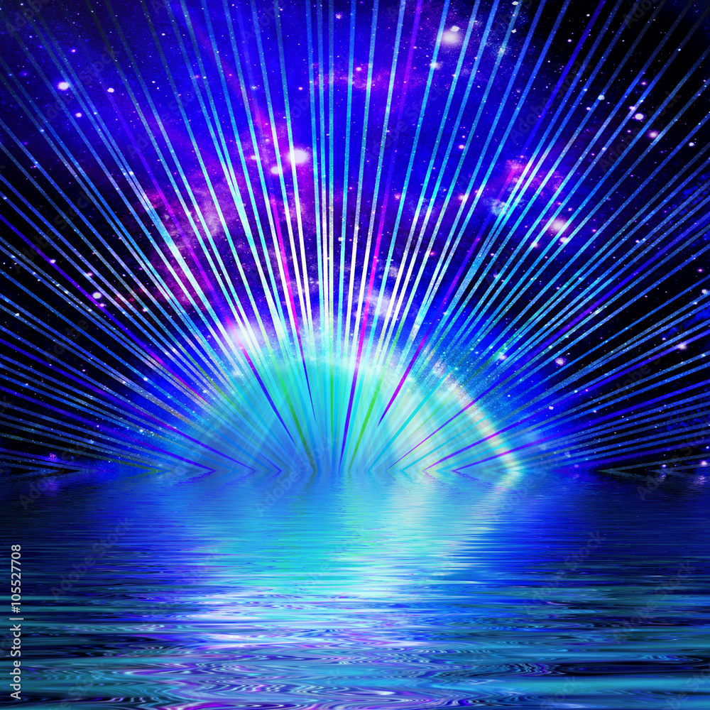 Abstract galaxy background/illustration with beams of light shooting ...