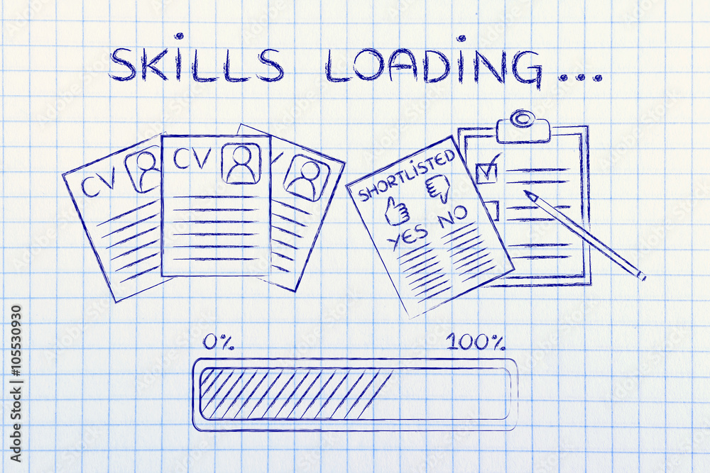skills loading: CV and shortlist of candidates Stock Illustration ...