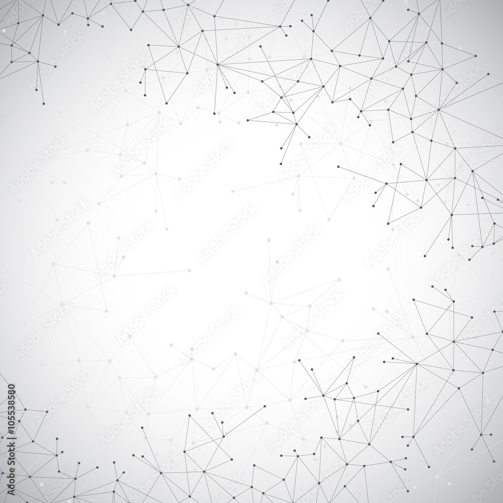Geometric Grey Background Molecule And Communication Connected Lines With Dots Vector