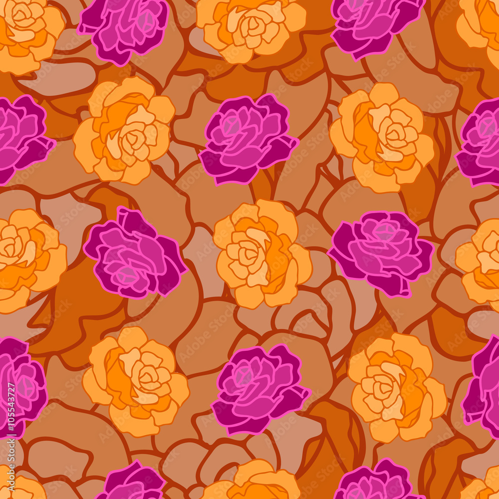 Seamless repeating pattern of roses.Vector Stock Vector | Adobe Stock