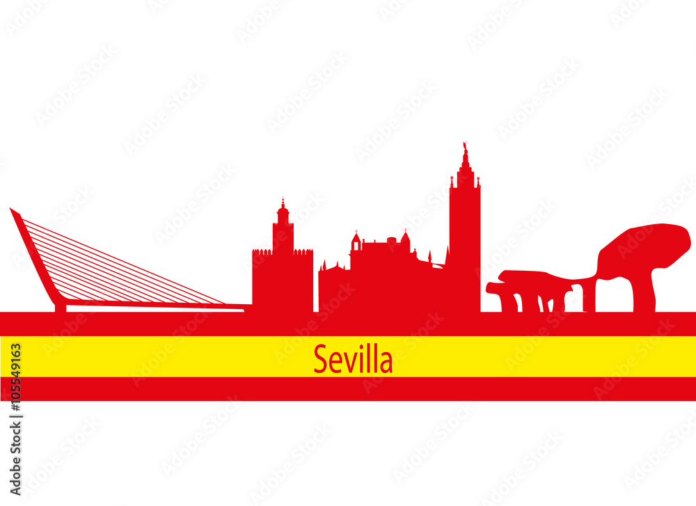 skyline of the city of Seville in Spain Stock Vector | Adobe Stock