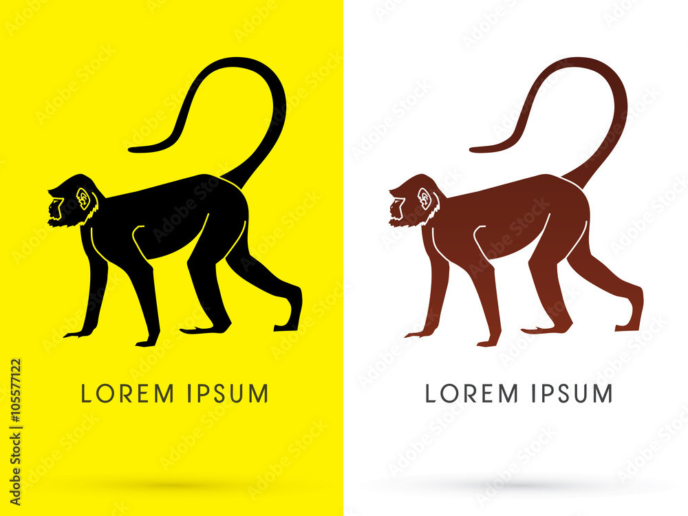 Silhouette Monkey, sign ,logo, symbol, icon, graphic, vector. Stock ...