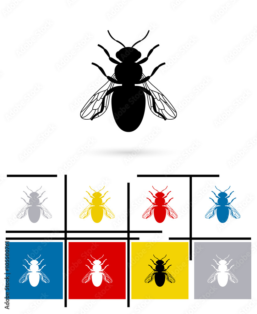 Bee icon or bee sign. Vector bee pictogram or bee symbol Stock Vector ...