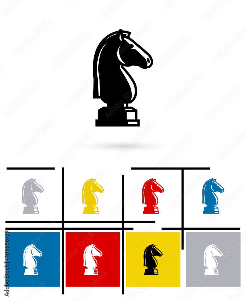 Chess knight icon, chess knight sign. Vector chess knight pictogram or ...