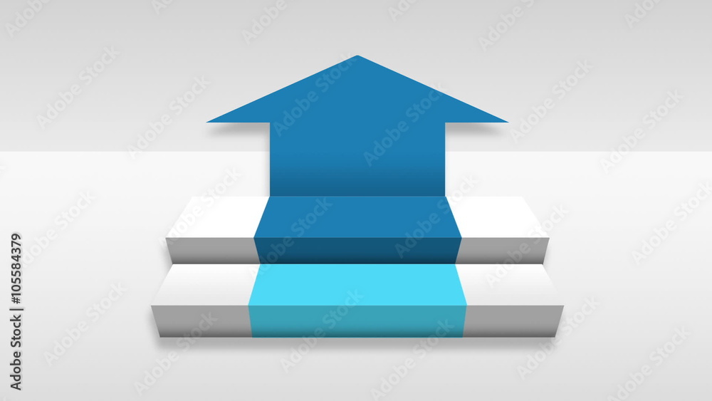 Two 3D stair step. arrow square intro title box diagram chart ...