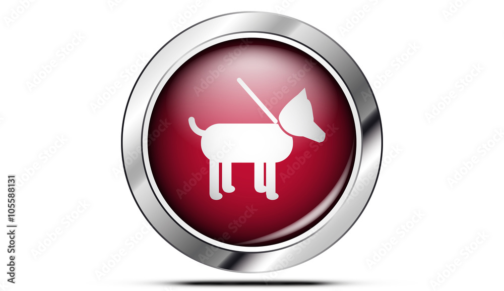 Picto chien en laisse rouge Stock Vector | Adobe Stock